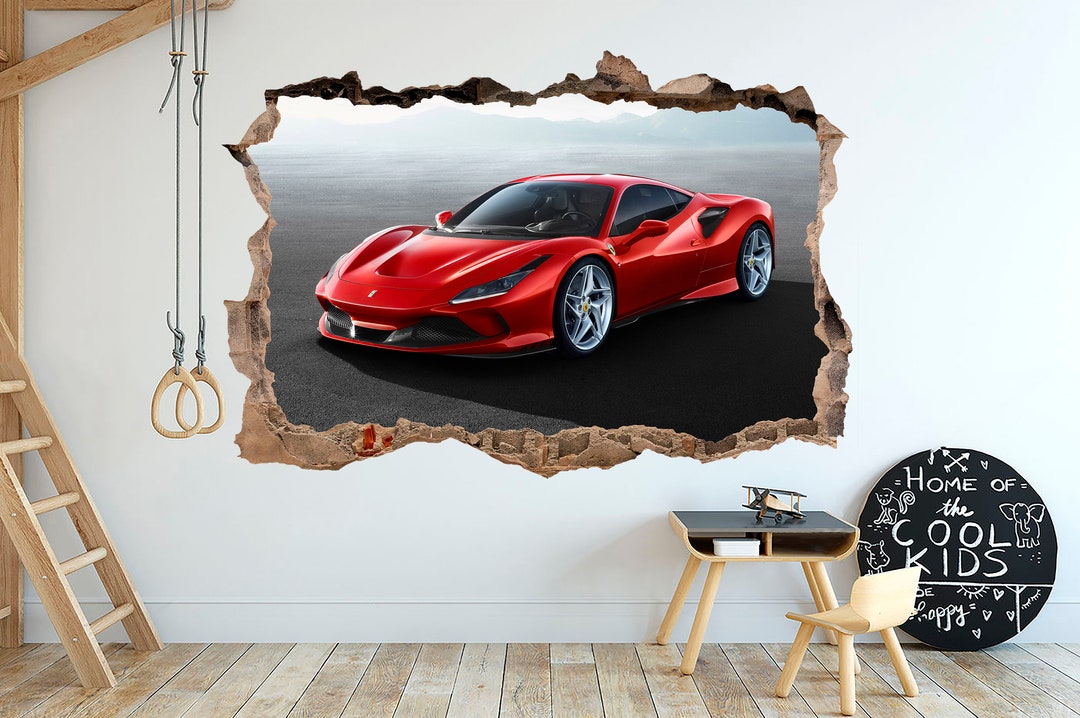 Red Ferrari Super Car Wall Sticker Car Wall Decal Racing Car Wall ...