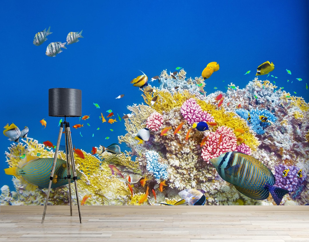Fish Coral Reef Mural Underwater Peel and Stick Wallpaper Sea World ...