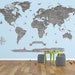 Extra Large World Map Wall Decal Grey World Map Wall Sticker Travel Map ...