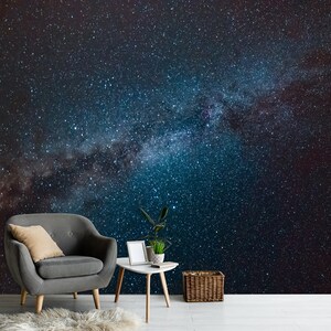 Photo of Dark Blue Starry Sky Wall Mural Milky Way Galaxy Wallpaper ...