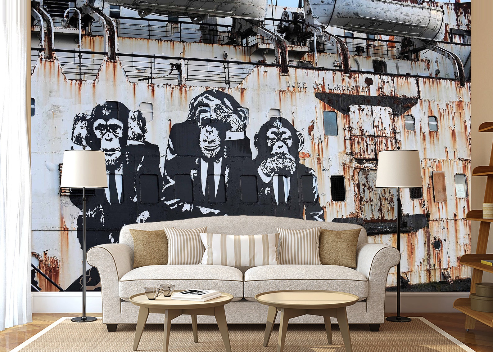 Three Monkeys Vinyl Wallpaper Wise Monkeys Print Artist - Etsy Canada