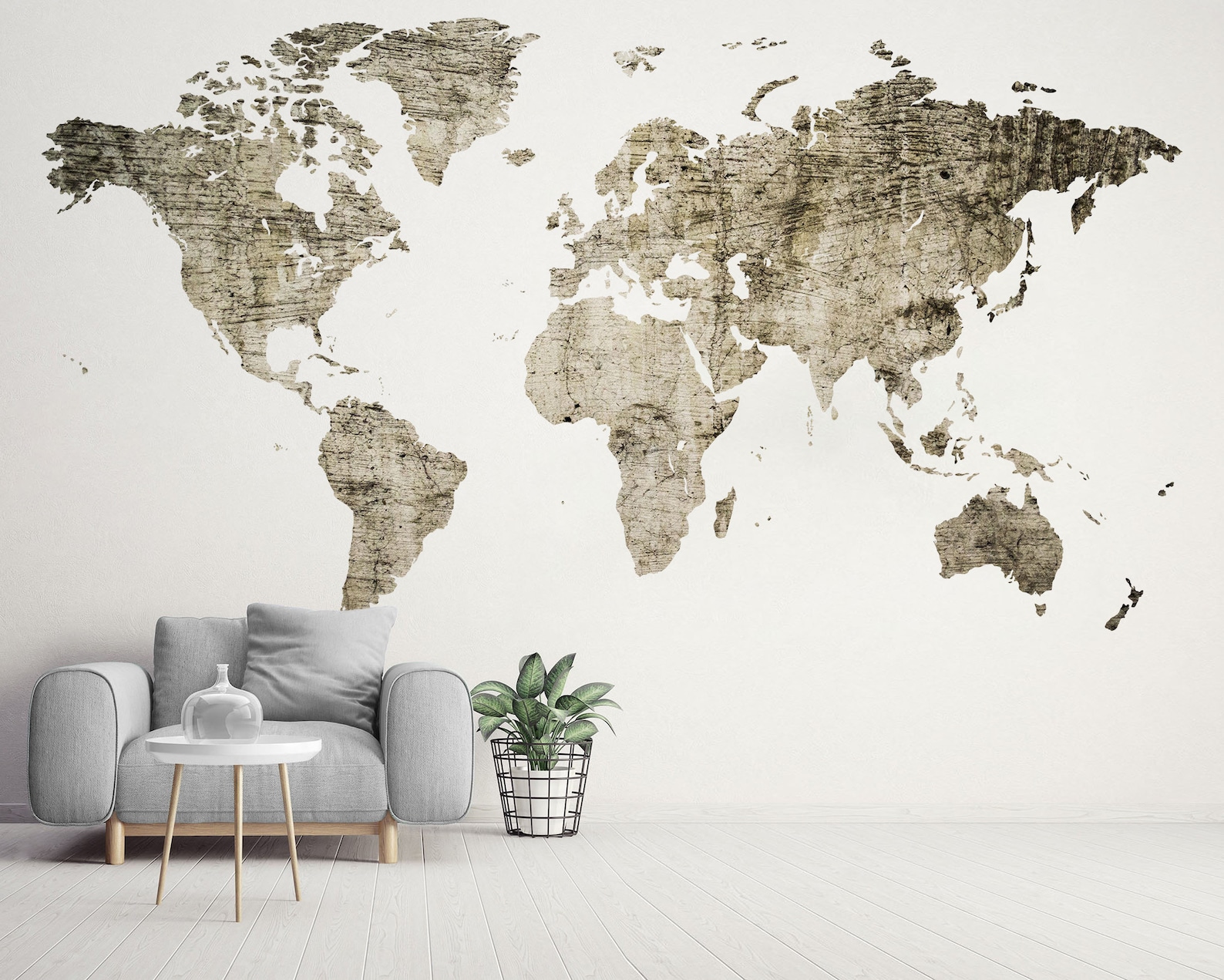 World Map Wall Sticker Large Map Decal Abstract Wall Decor - Etsy