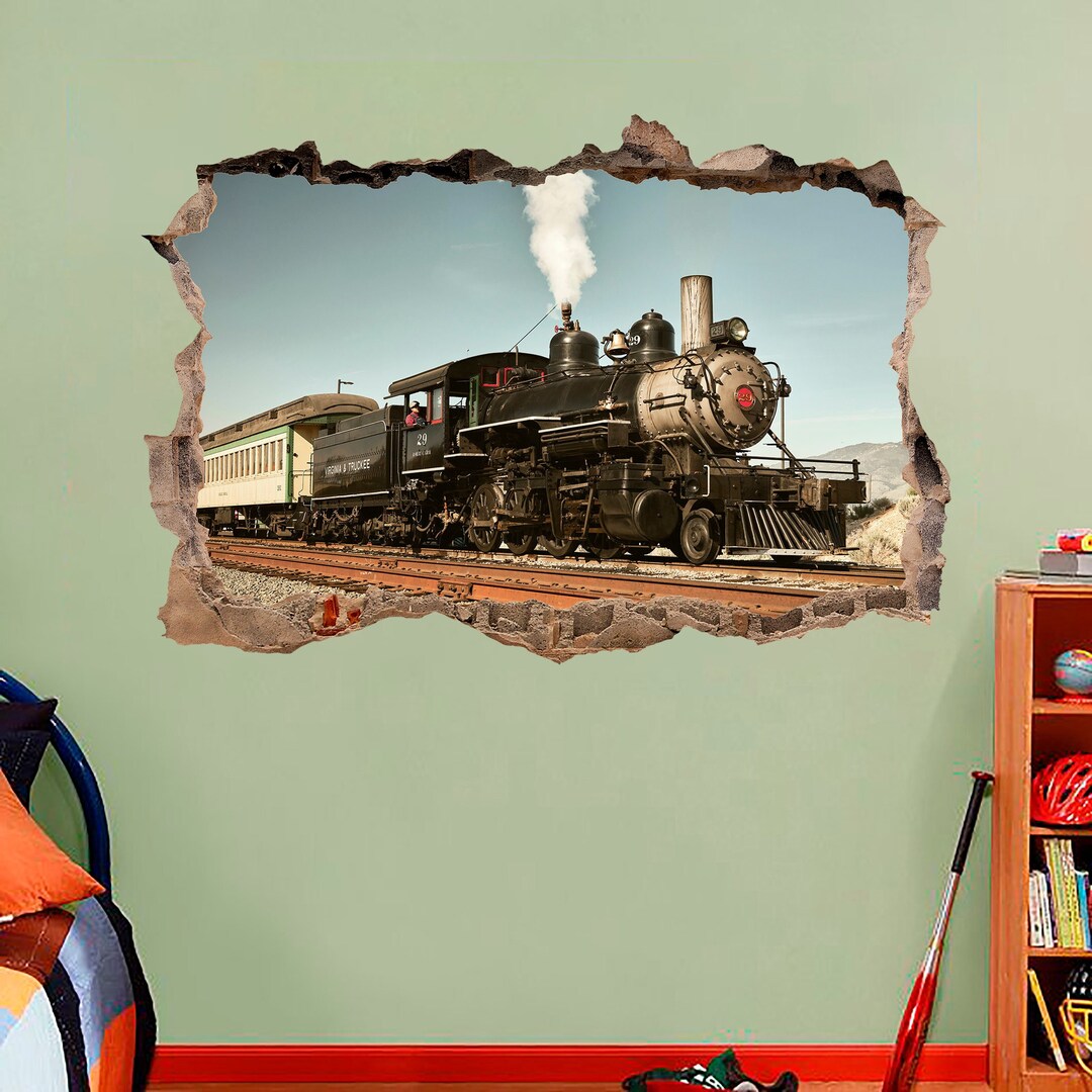 Steam Train Wall Sticker Decal Boy Room Wall Decor Steam Locomotive ...