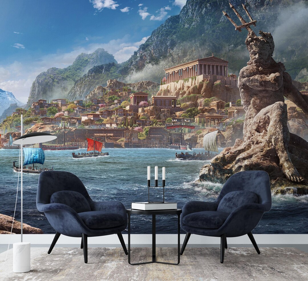 Poseidon Mural Wallpaper Peel and Stick Greek Ancient God Wall Decor ...