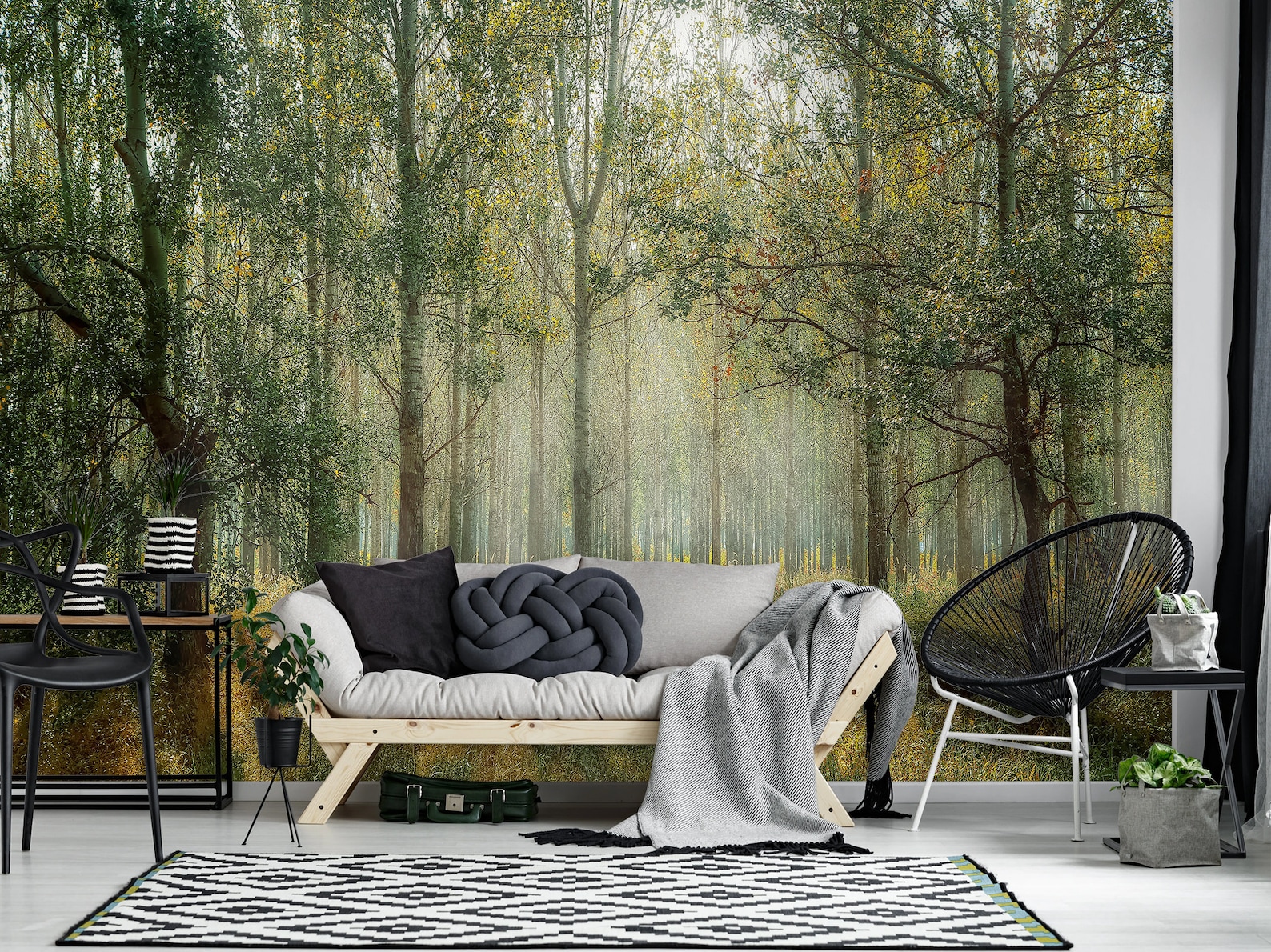 Nature Forest Wall Mural Wallpaper Bedroom Wallpaper Wilderness Trees ...