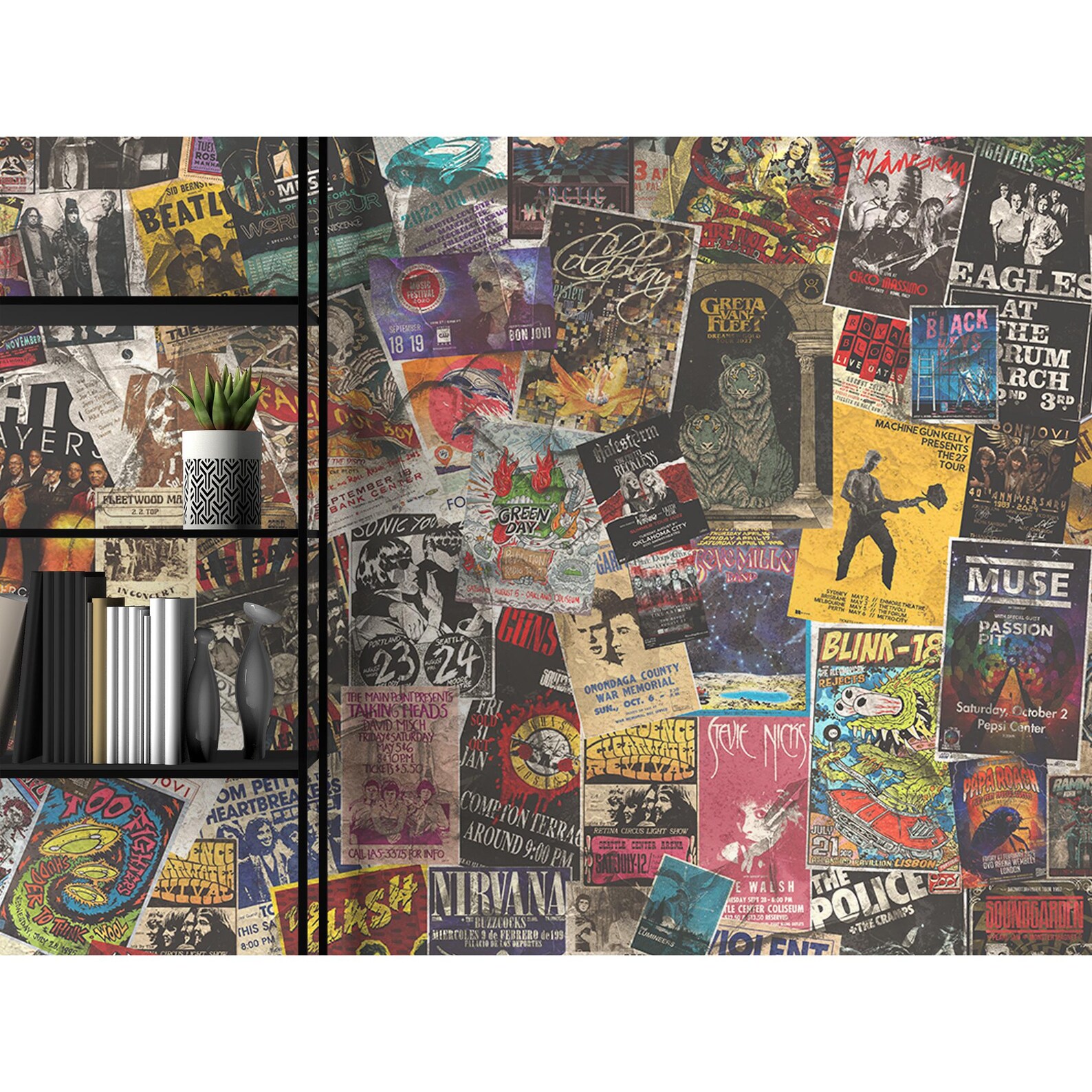 Mural Rock Bands Urban Wallpaper Vintage Music Wall Decor Wall Art ...