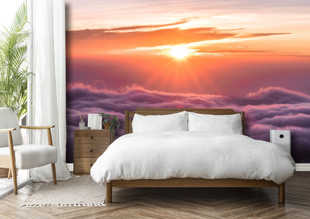 Sunset Above the Clouds Wall Mural Wallpaper Dramatic Sky Print Wall ...