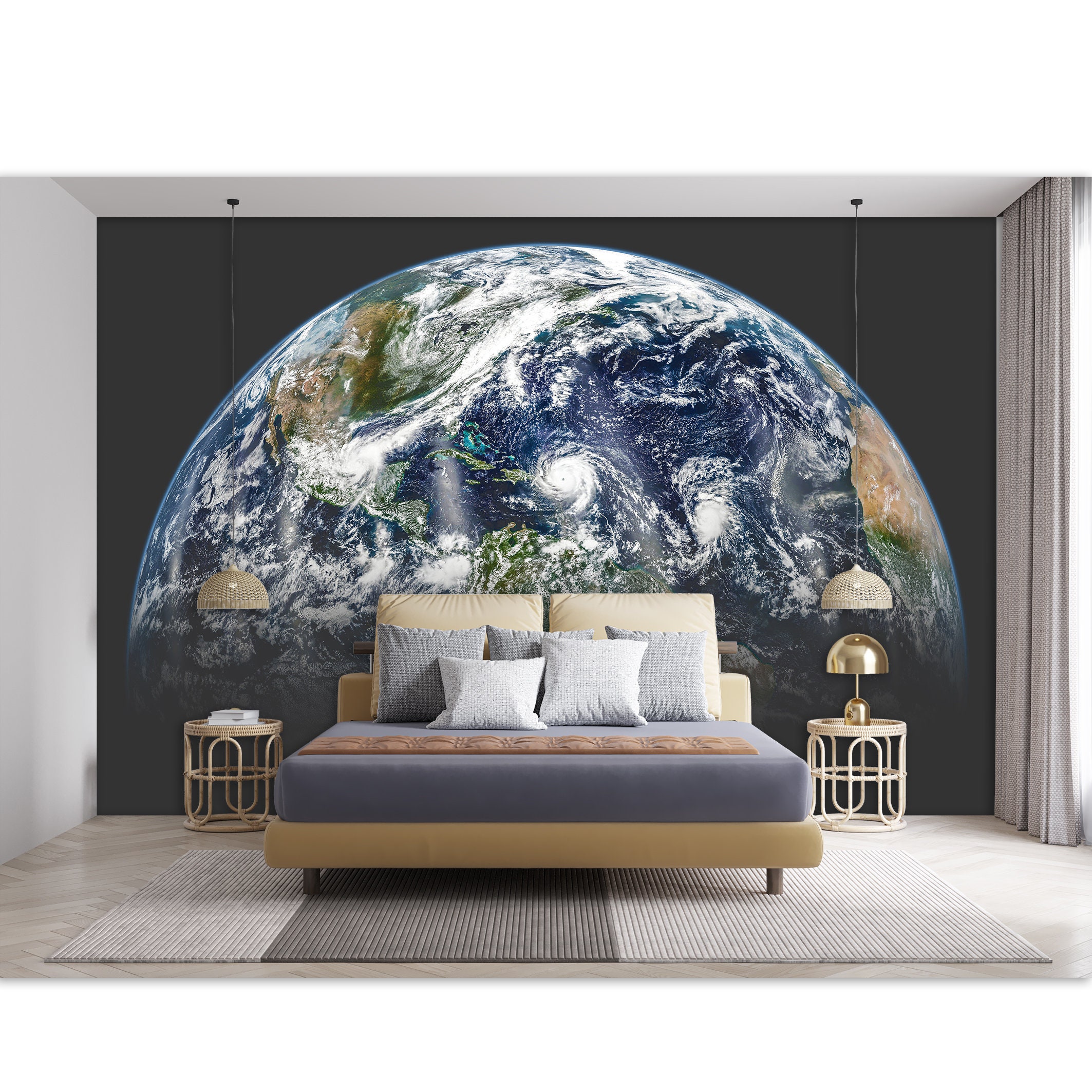 Planet Earth Wallpaper Mural Peel and Stick Space Wall Decal Print - Etsy