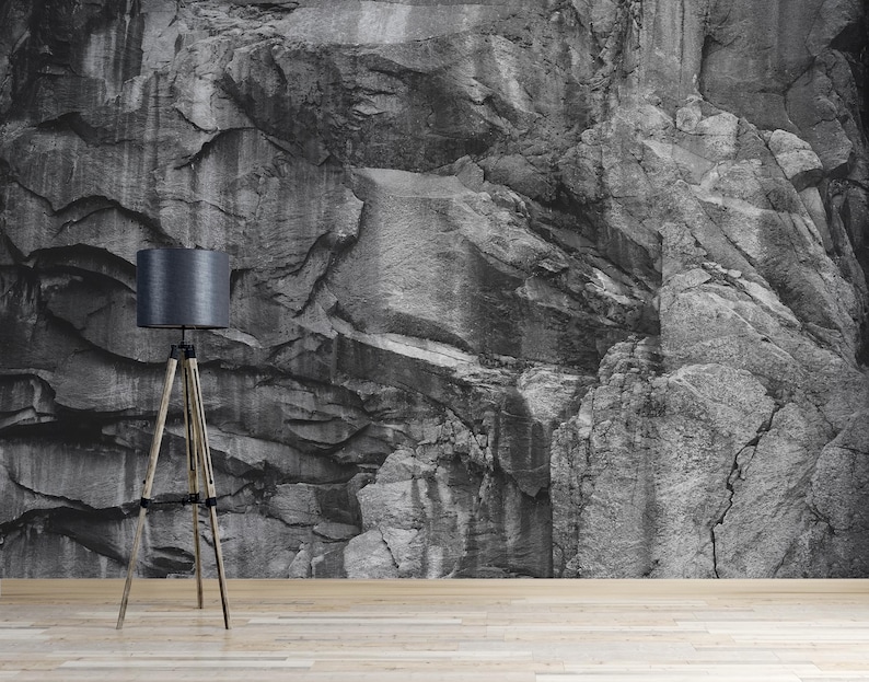 Gray Stone Cliff Mural Wallpaper | Large Rock Climbing Wall Print - Etsy