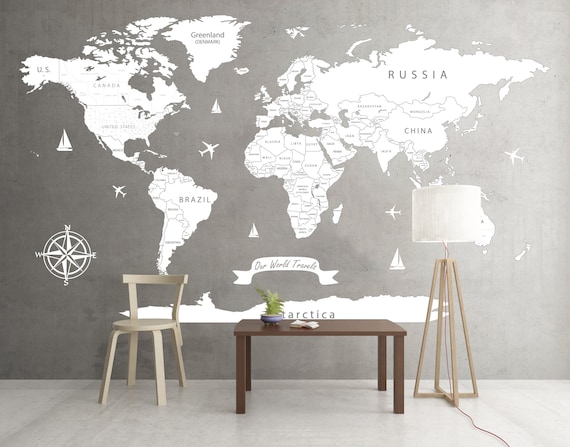 Travels Map Wall Decor Push Pin World Map Wall Decal Large - Etsy