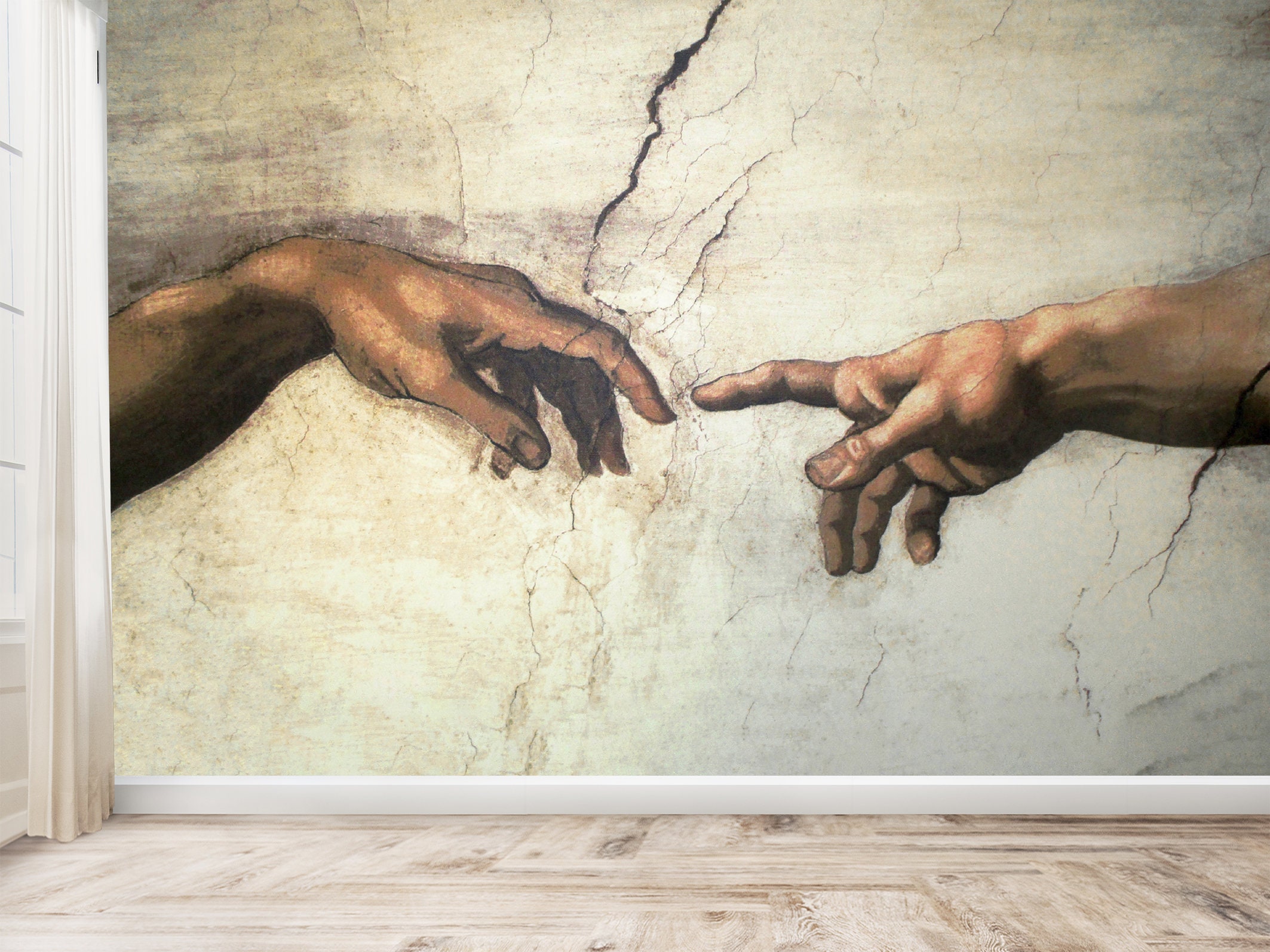 Michelangelo Finger of God Wallpaper Antique Mural Peel and Stick ...