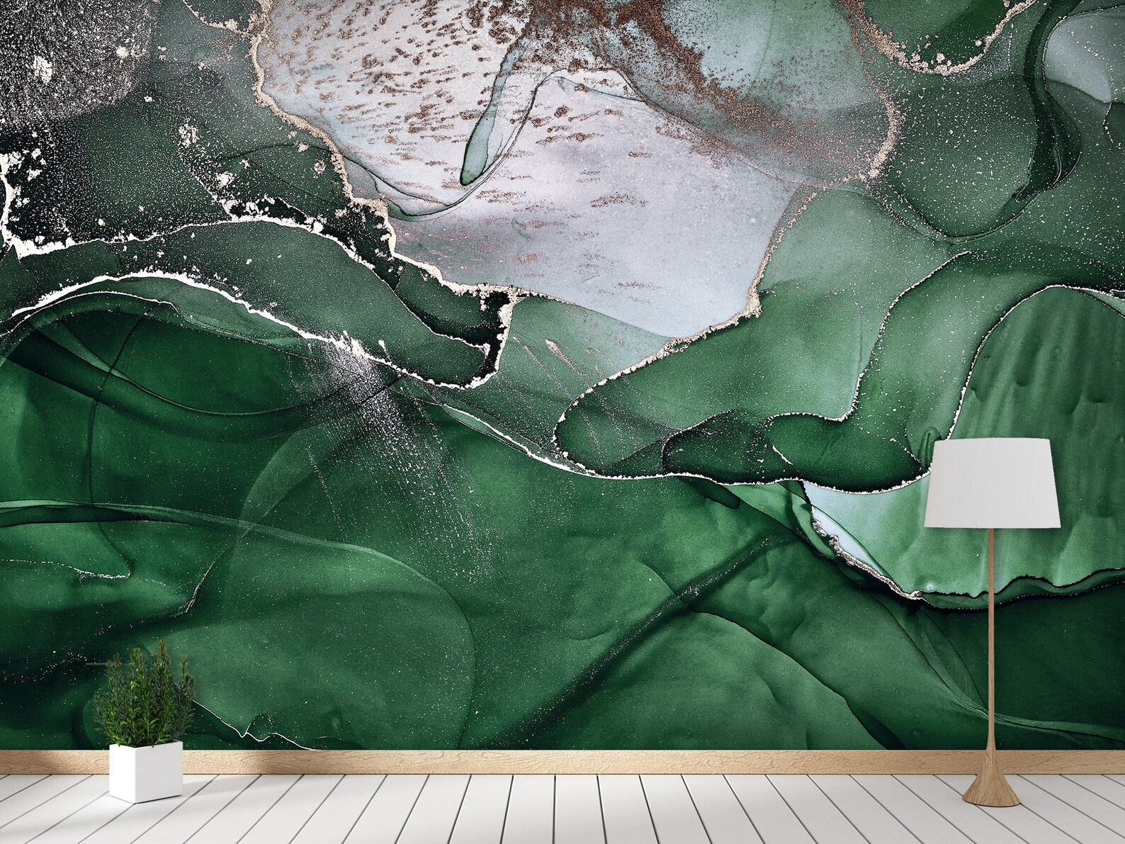 Emerald Green Wall Mural Abstract Wallpaper Peel and Stick - Etsy