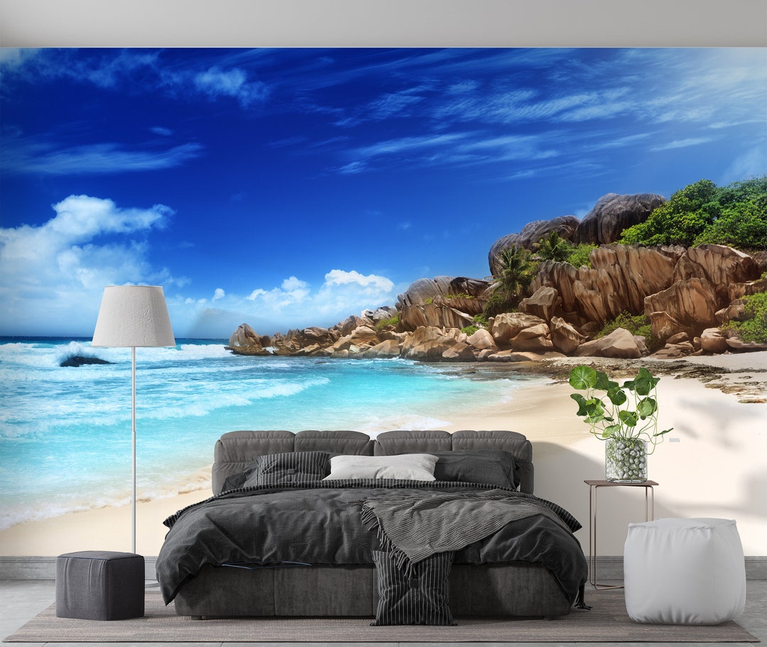 Tropical Sea Ocean Beach Wallpaper Peel and Stick Exotic Island Wall ...