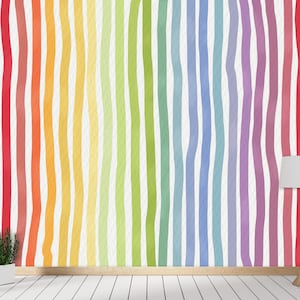 Vertical Stripes of Rainbow Color Wall Mural Kids Wallpaper Peel and ...