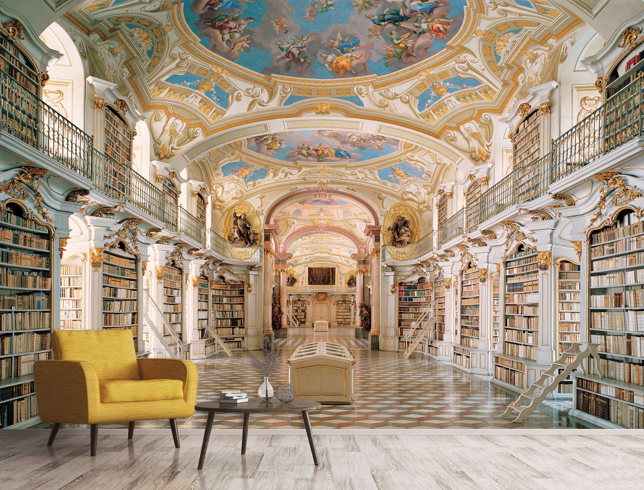 Books Library Wall Mural Old Library Peel and Stick Vinyl Wallpaper ...