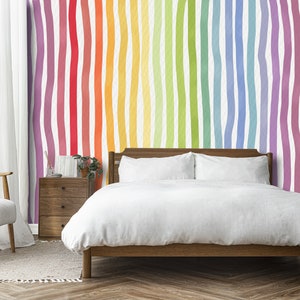 Vertical Stripes of Rainbow Color Wall Mural Kids Wallpaper Peel and ...