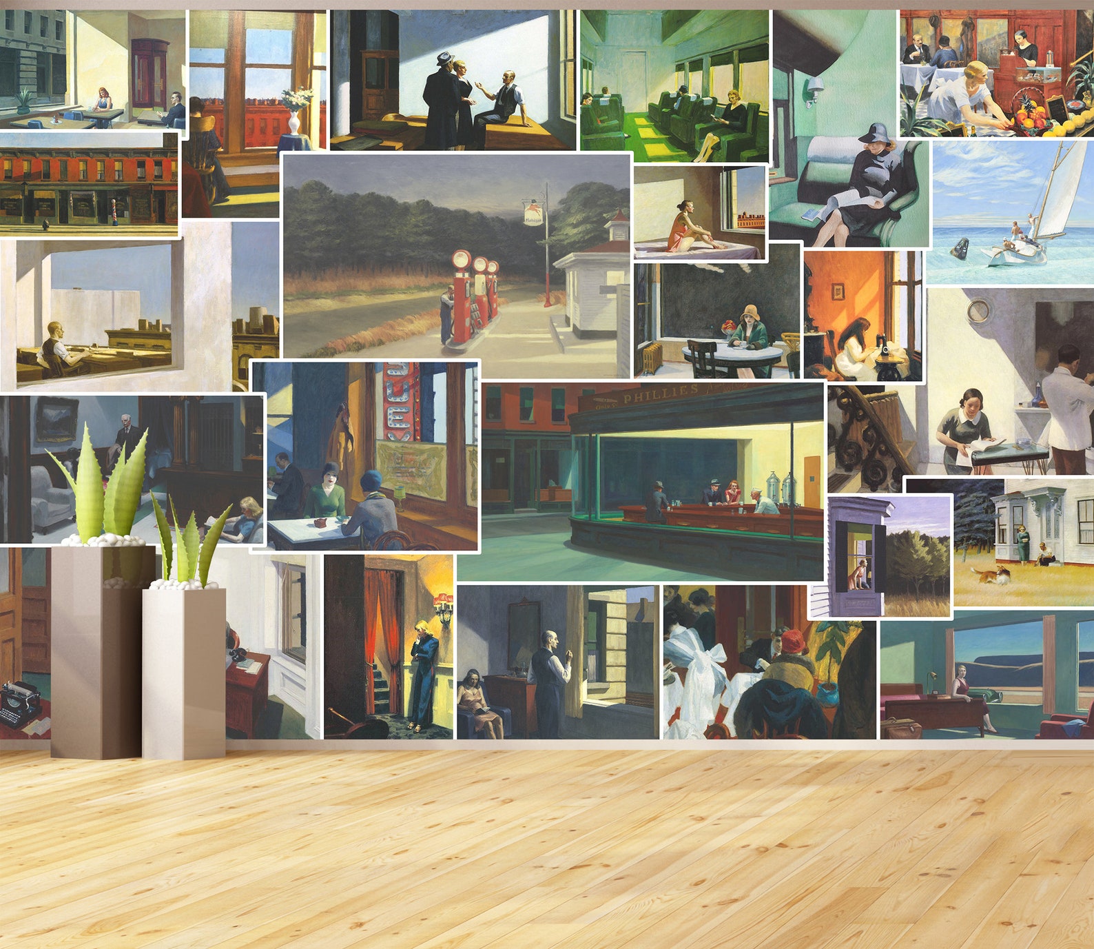 Edward Hopper Wallpaper Paintings Collage Mural Peel and Stick - Etsy