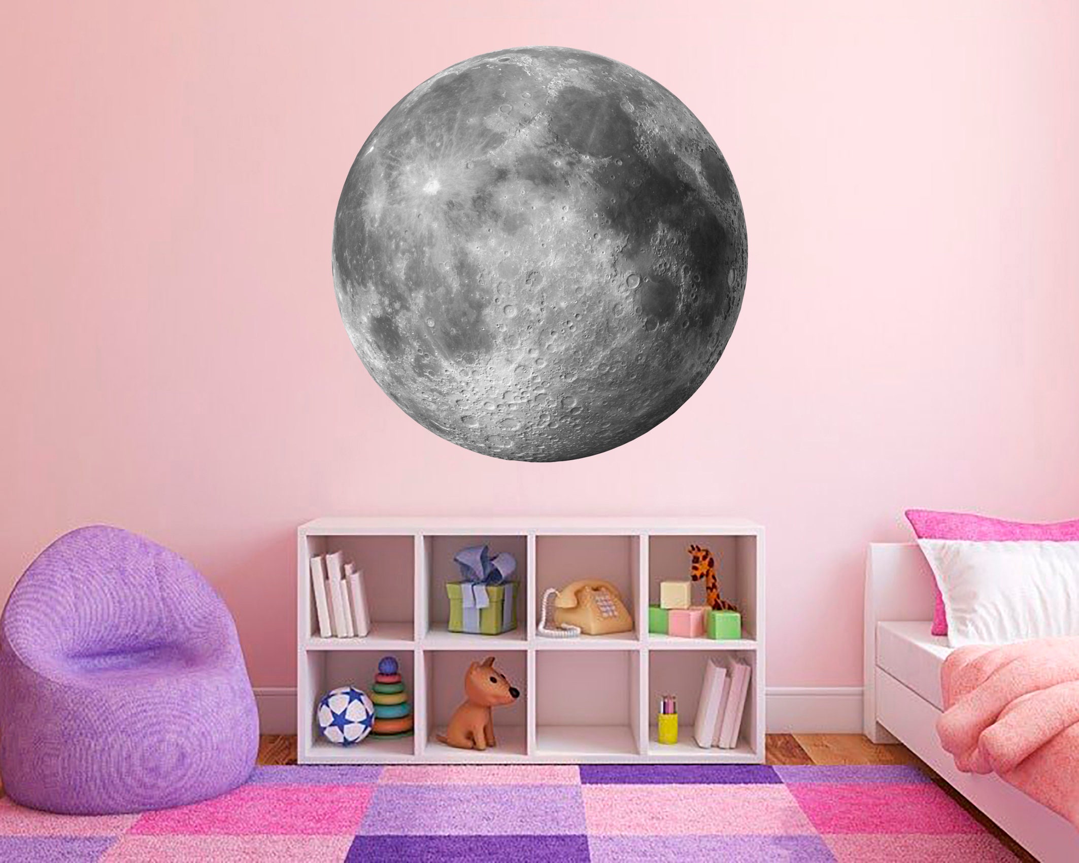 Full Moon Wall Decal Large Moon Wall Sticker Moon Wall Art Kids Bedroom ...
