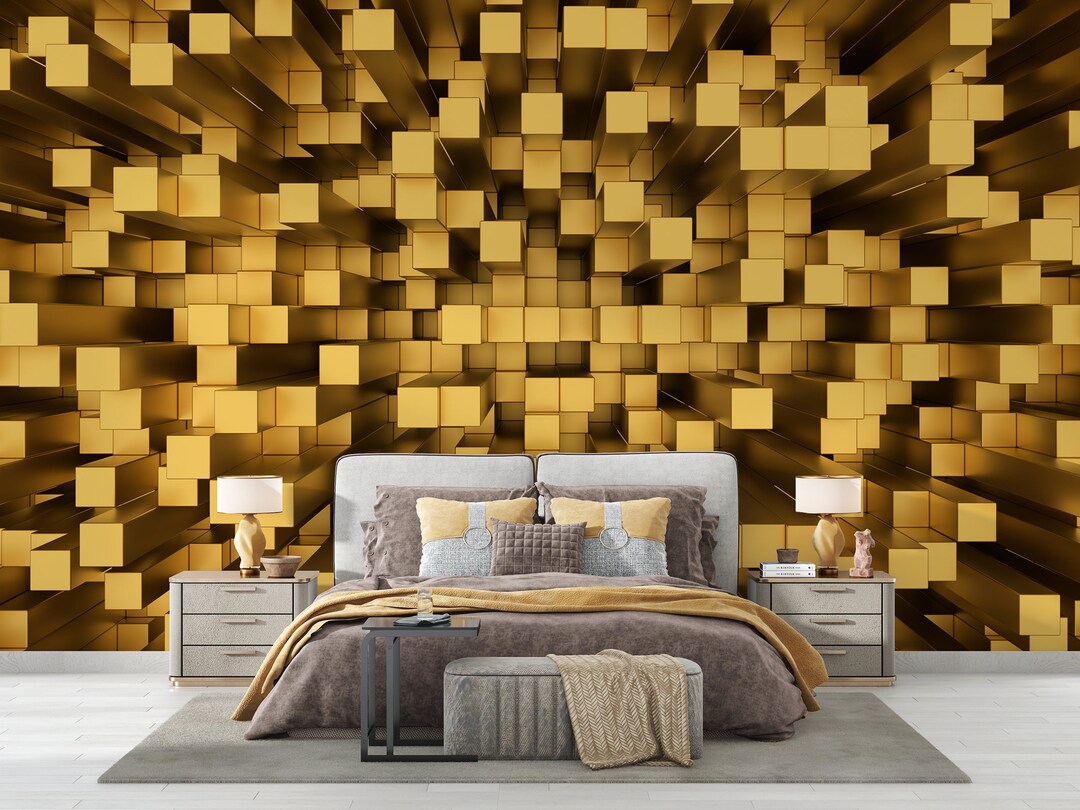 Abstract Blocks Peel and Stick Wallpaper 3d Cubes Background Mural ...