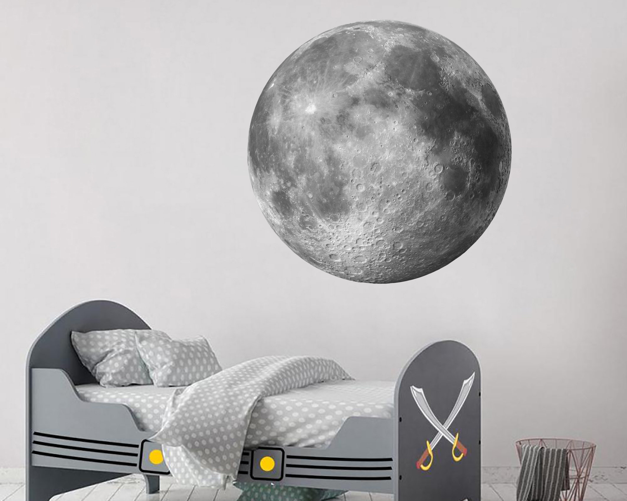 Full Moon Wall Decal Large Moon Wall Sticker Moon Wall Art Kids Bedroom ...