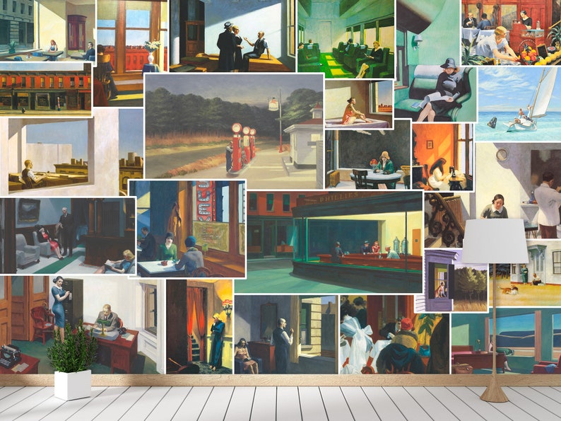 Edward Hopper Wallpaper Paintings Collage Mural Peel and Stick - Etsy