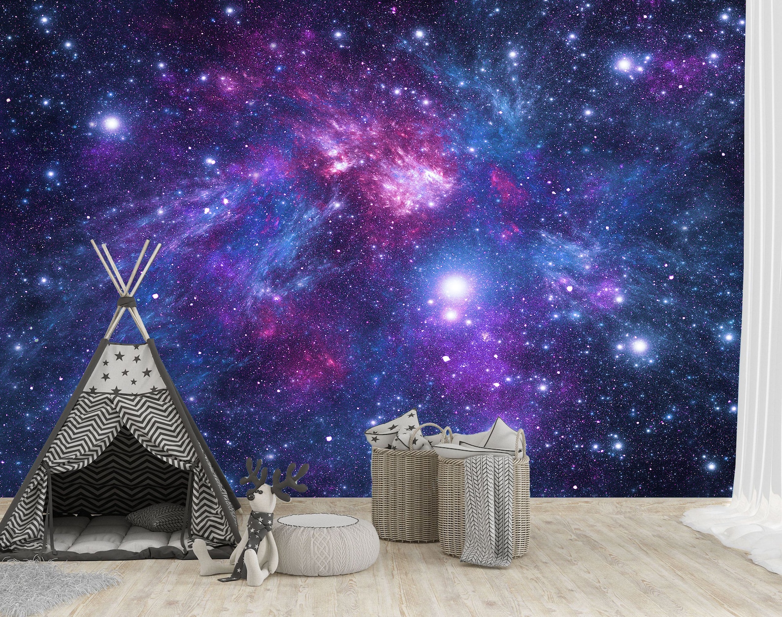 Galaxy Wall Murals Blue-Purple Peel and Stick Space Wall Decal | Etsy