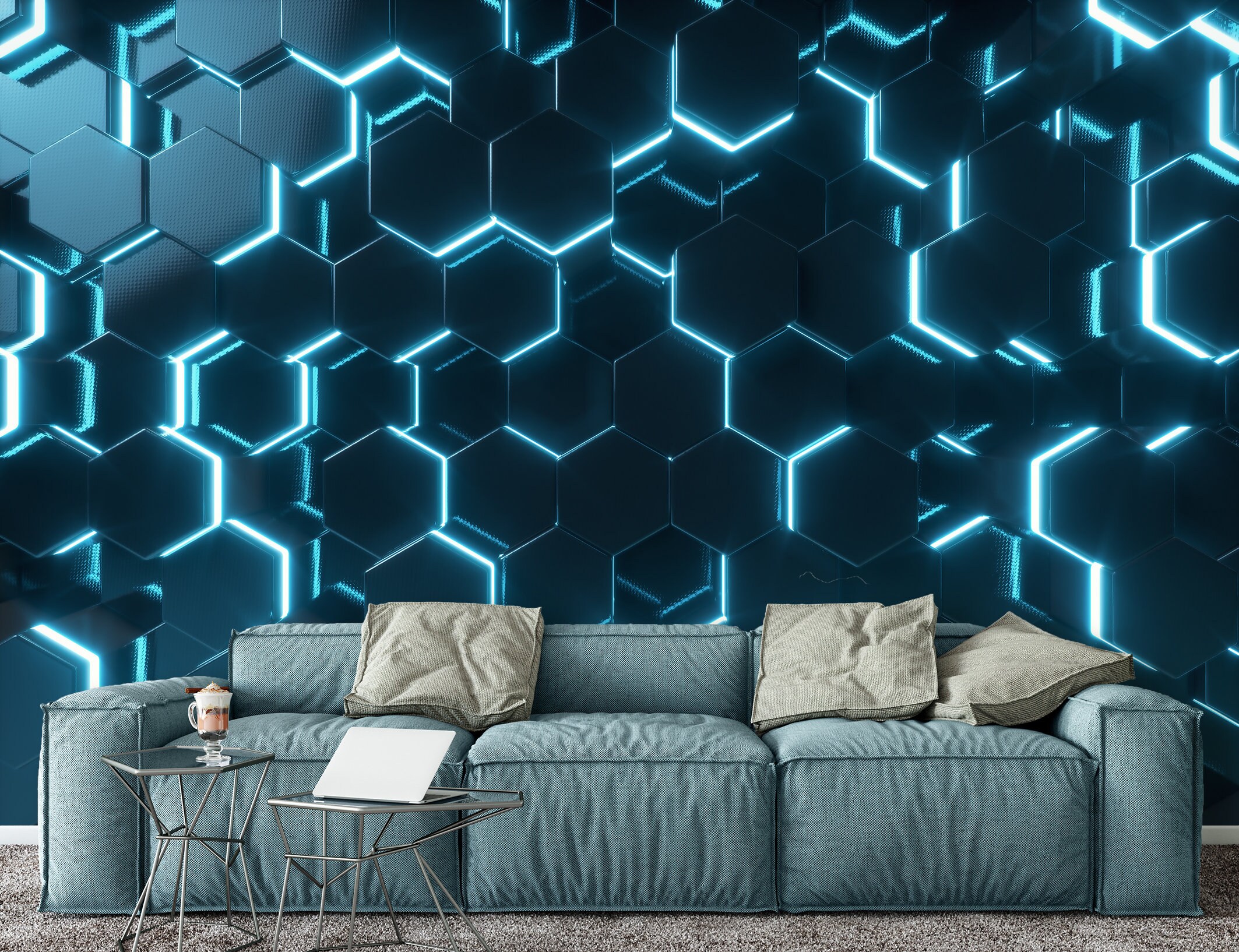 Blue Hexagon Wallpaper
