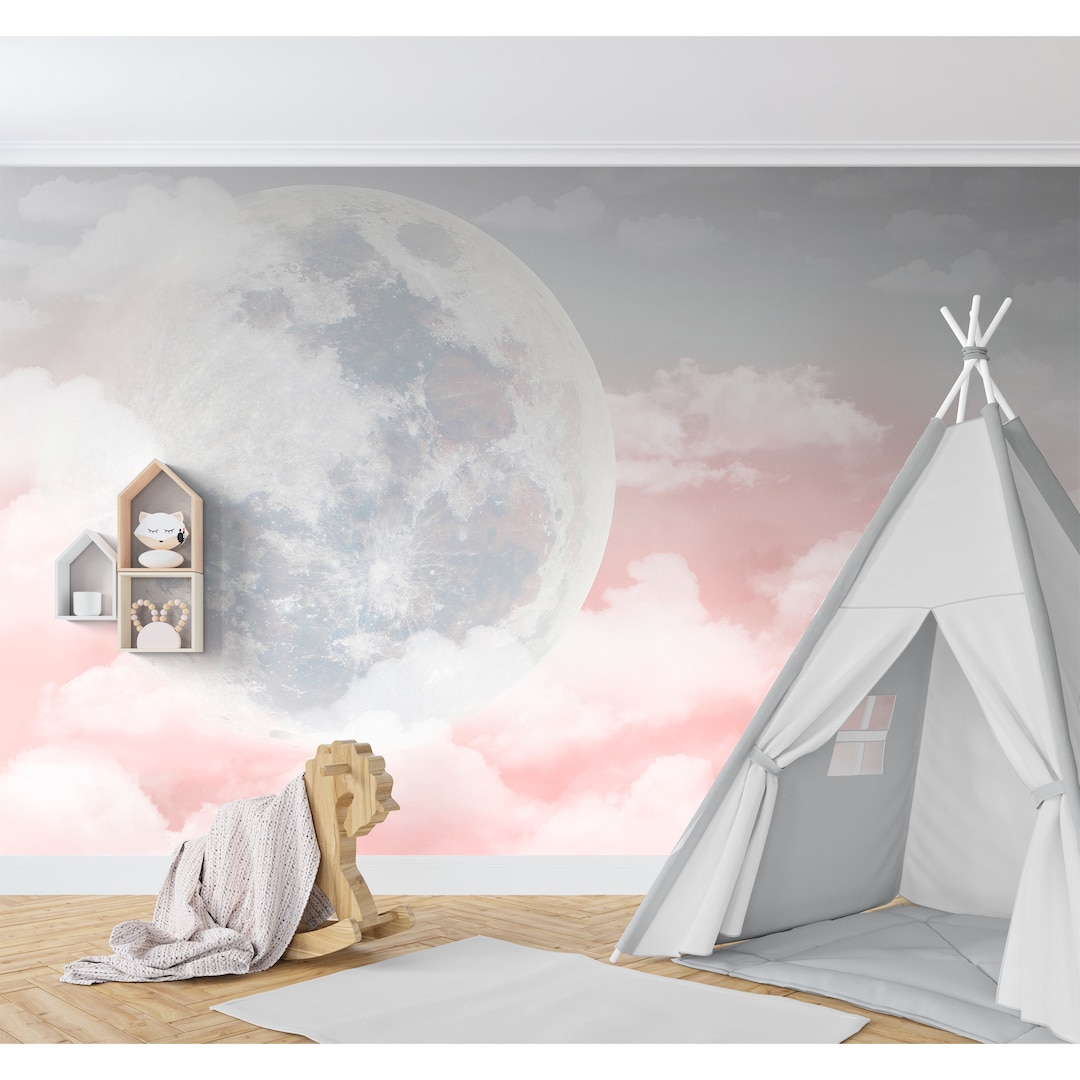 Full Moon Kids Wallpaper Mural: Peel and Stick Bedroom Decor Custom ...