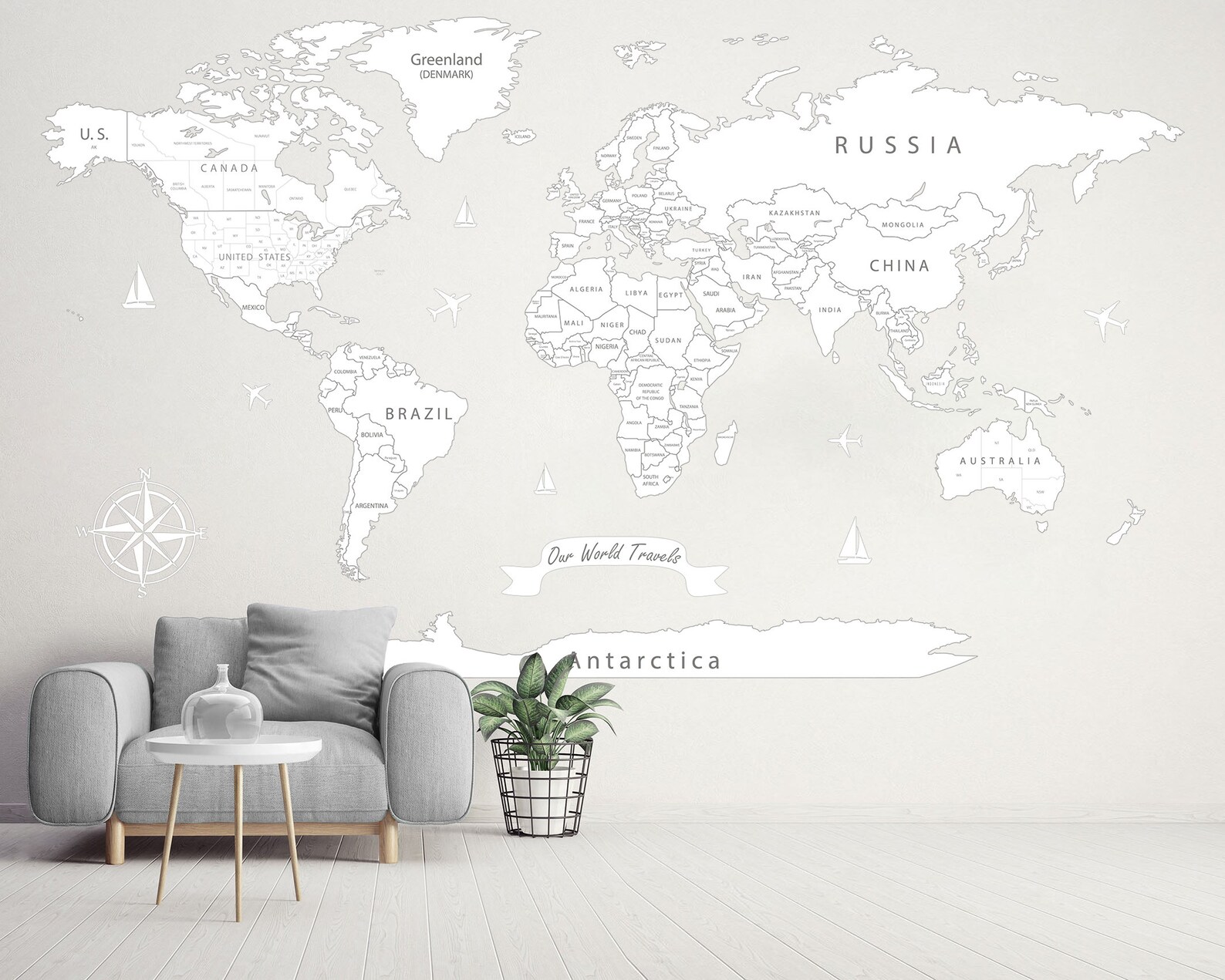 Travels Map Wall Decor Push Pin World Map Wall Decal Large - Etsy