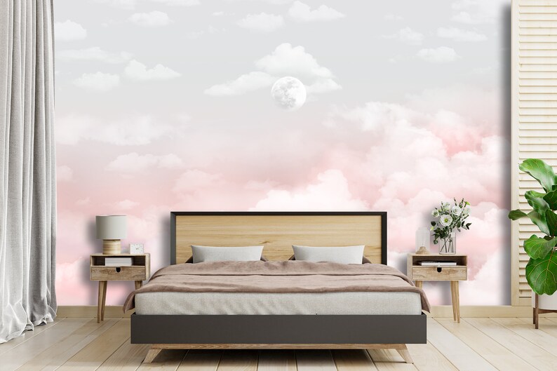 Pink Clouds Kids Bedroom Wall Mural Wallpaper Peel And Stick Etsy Pink Clouds Kids Bedroom Wall Mural Wallpaper Peel And Stick Etsy