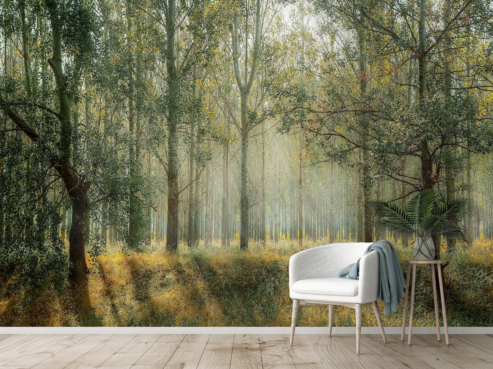 Nature Forest Wall Mural Wallpaper Bedroom Wallpaper Wilderness Trees ...