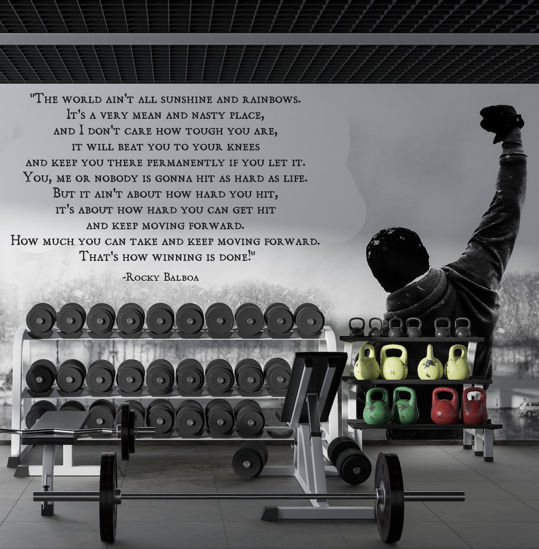 Gym Wall Mural Wallpaper Peel and Stick Sport Motivation Quote Home Gym ...
