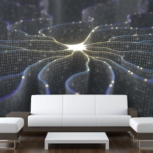 Futuristic Wall Mural AI Neural Network Wallpaper Modern Tech-inspired ...