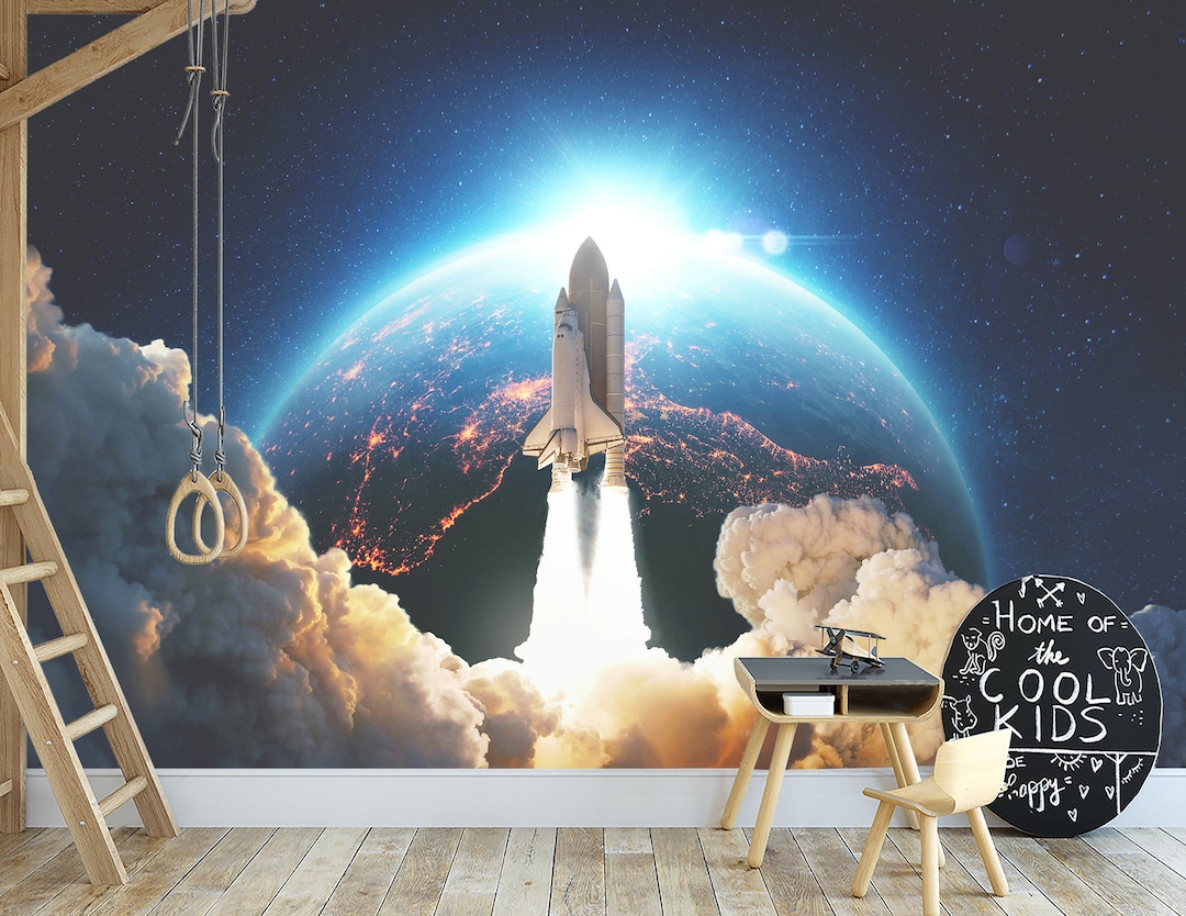 Space Shuttle Launch Wall Mural Wallpaper Peel and Stick Playroom ...