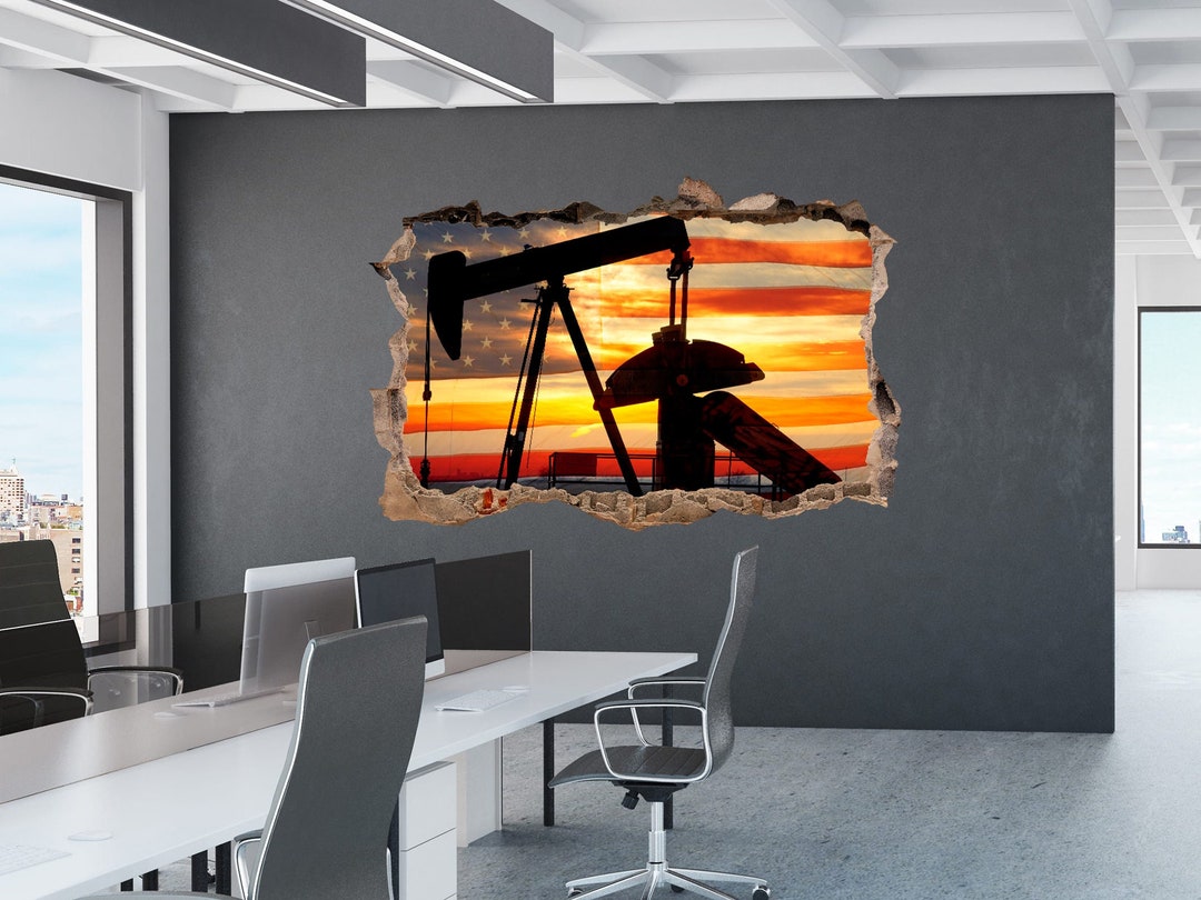 Oil Drilling Rig Wall Decal Pumpjack Wall Sticker Oil Well Wall Sticker ...