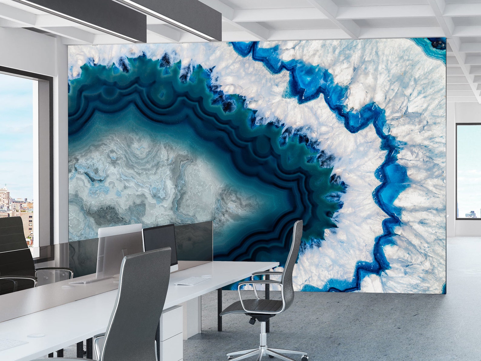 Blue Agate Geode Abstract Wall Mural Peel and Stick Print - Etsy
