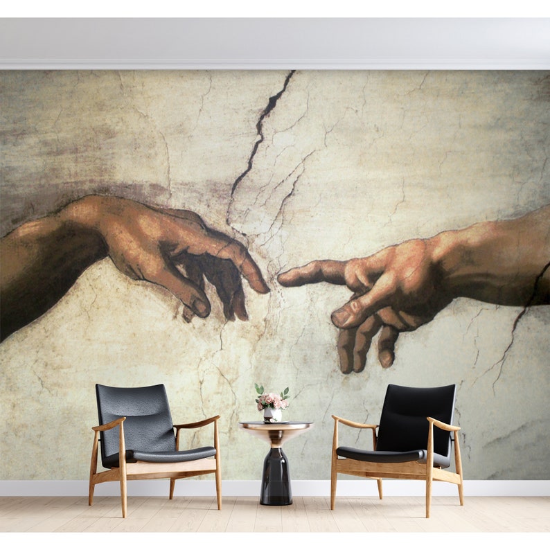 Michelangelo Finger of God Wallpaper Antique Mural Peel and Stick ...