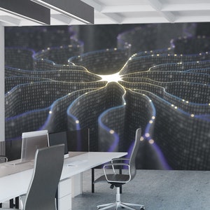 Futuristic Wall Mural AI Neural Network Wallpaper Modern Tech-inspired ...
