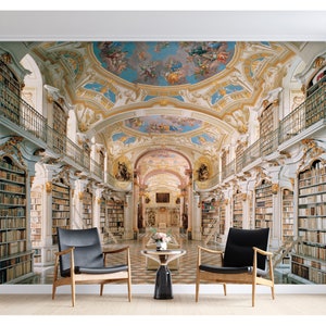 Books Library Wall Mural Old Library Peel and Stick Vinyl Wallpaper ...