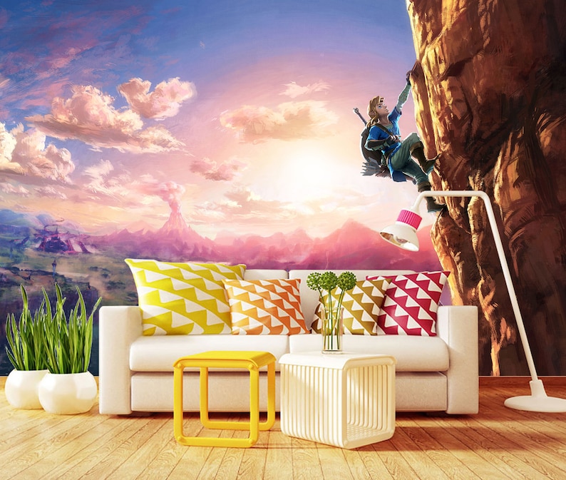 Zelda Wallpaper Zelda Mural Legend of Zelda Vinyl Wallpaper | Etsy