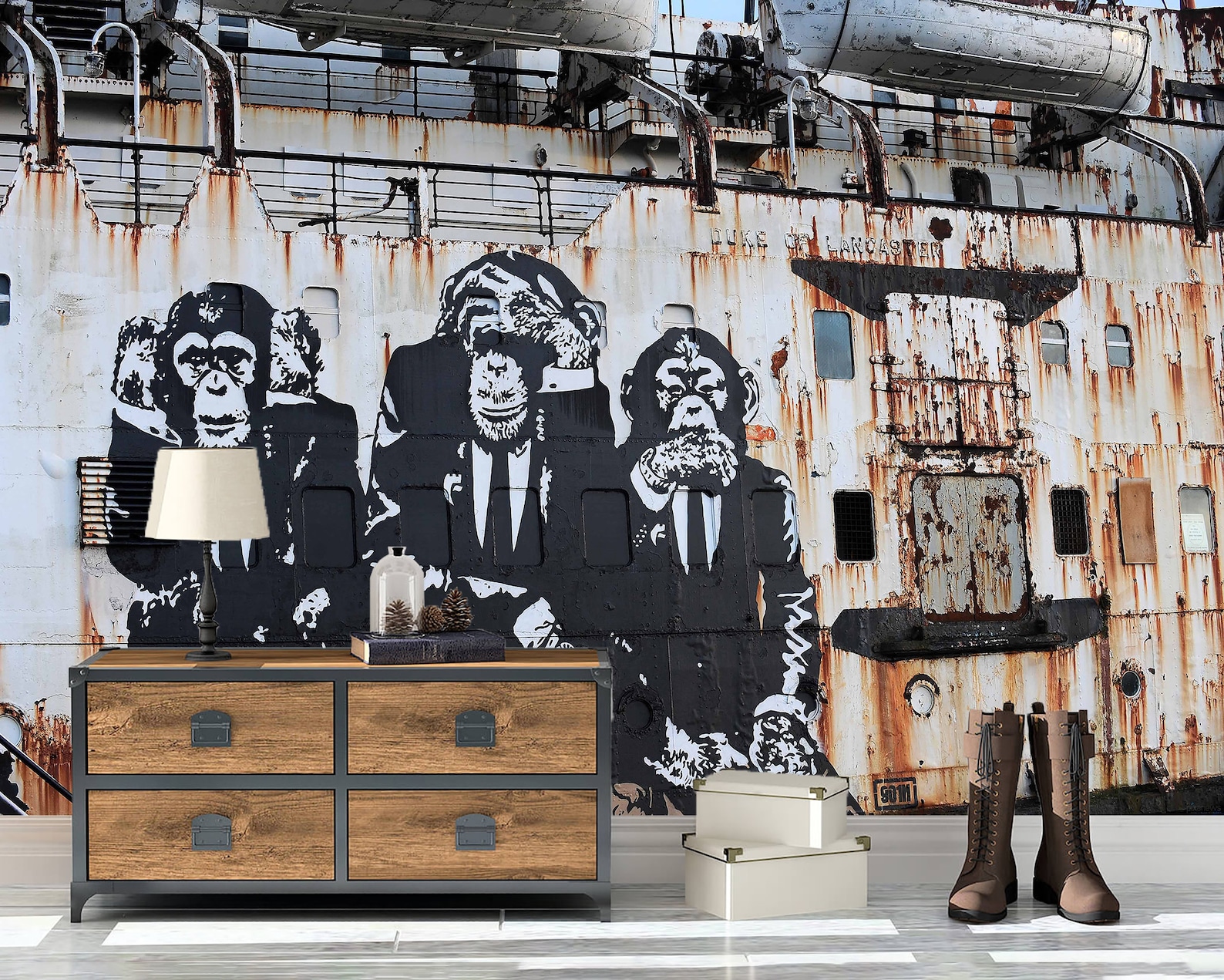 Three Monkeys Vinyl Wallpaper Wise Monkeys Print Artist - Etsy Canada