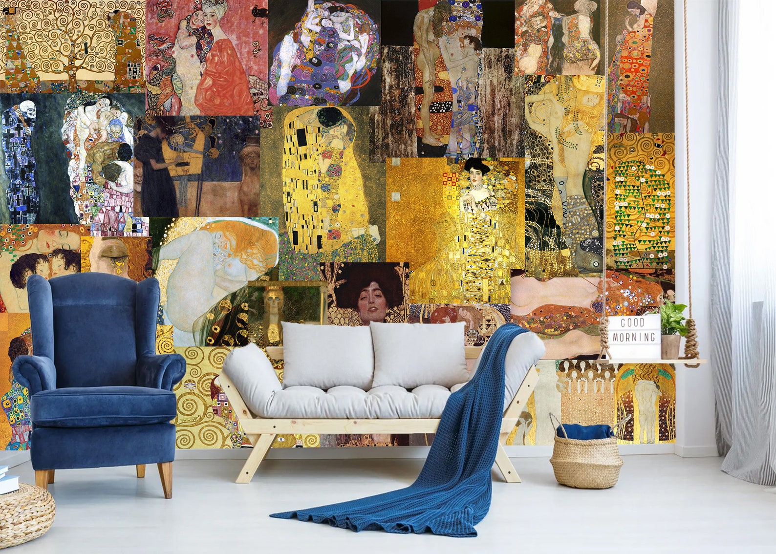 Gustav Klimt Wall Mural Artist Paintings Collage Wallpaper - Etsy