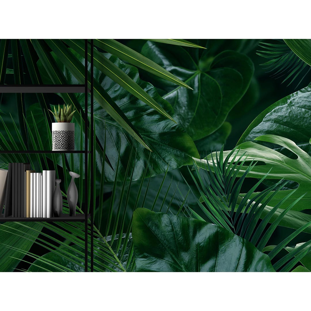 Tropical Greenery Wallpaper Peel N Stick Leaf Wall Mural Rainforest ...