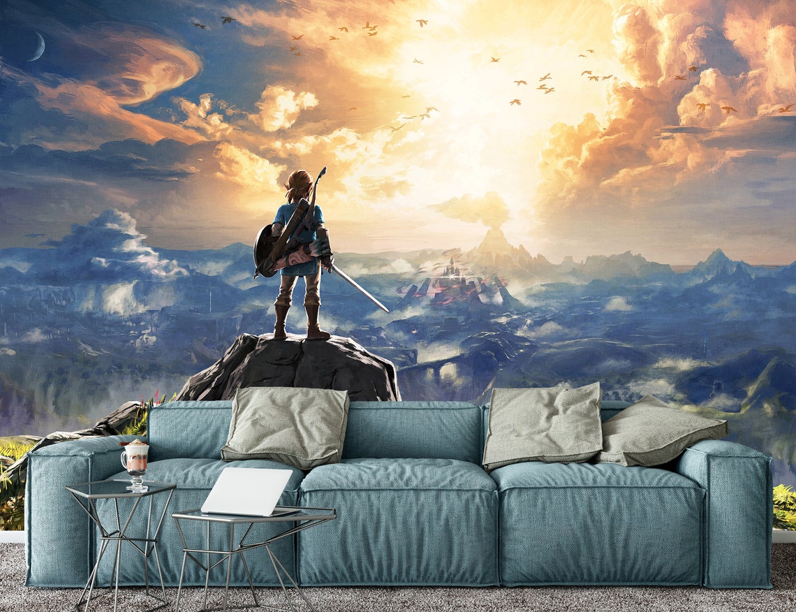 Zelda Wallpaper Zelda Mural Legend of Zelda Vinyl Wallpaper | Etsy