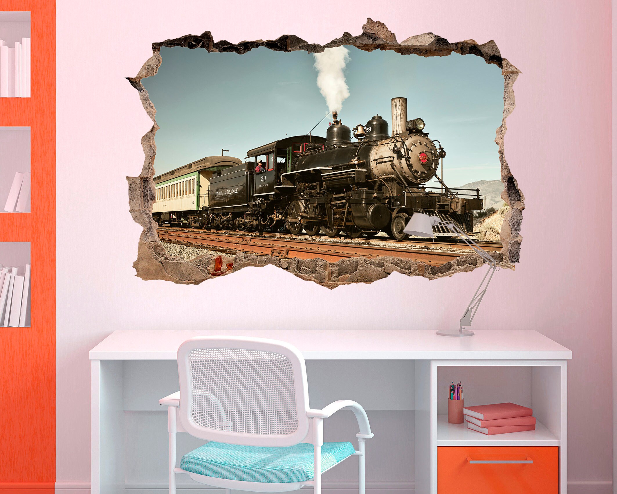 Steam Train Sticker Wall Decal Boy Room Decor Locomotive Wall Art Vinyl ...