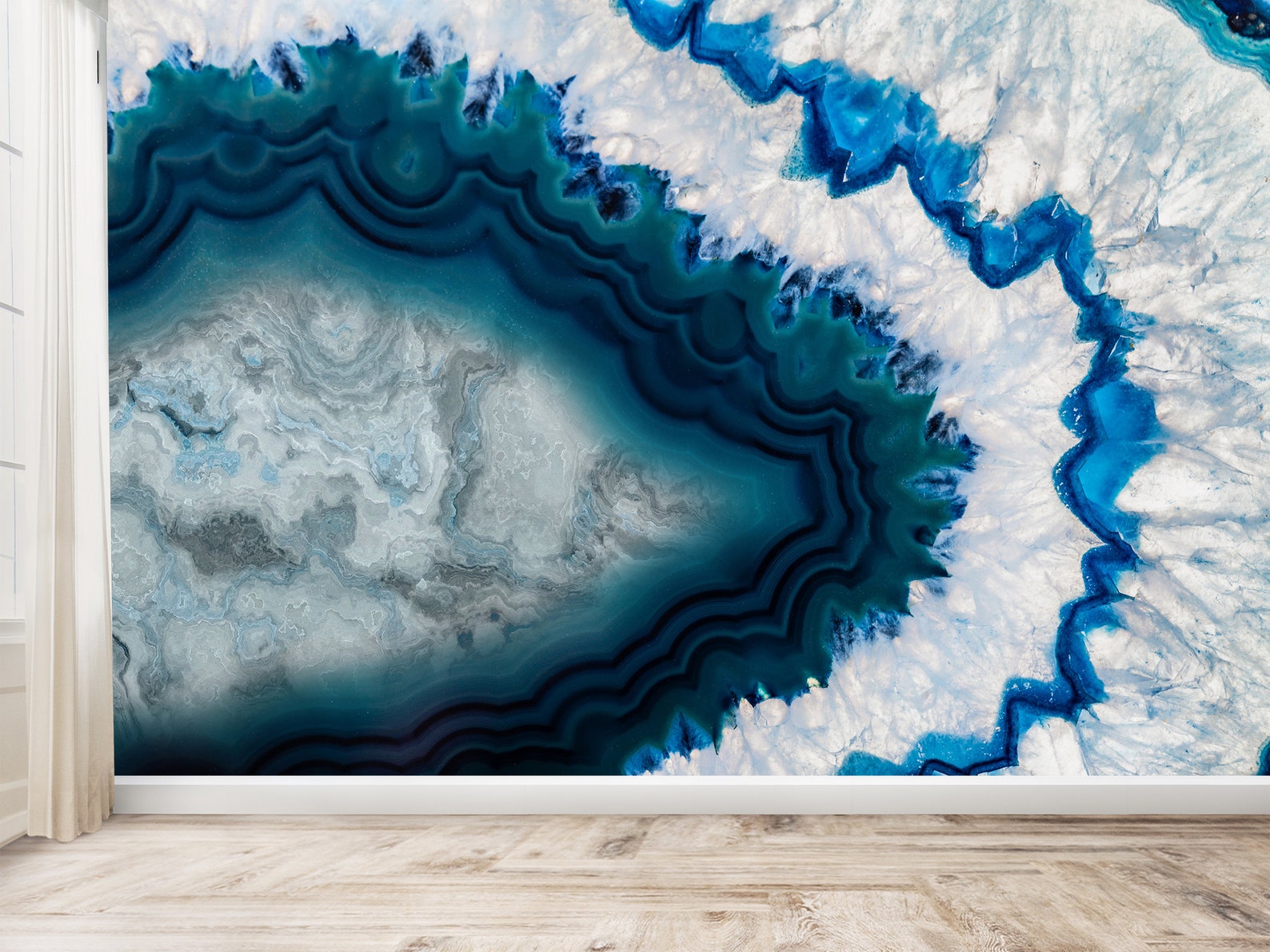 Blue Agate Geode Abstract Wall Mural Peel and Stick Print - Etsy