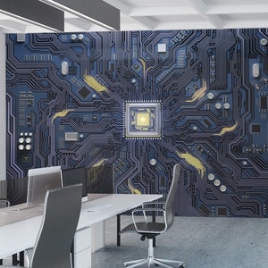 Futuristic Circuit Board Wallpaper - High-tech Digital Decor for Gaming ...