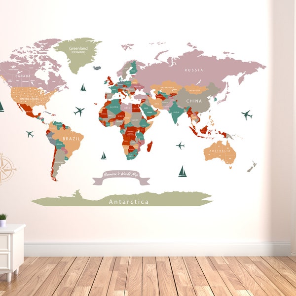 Vinyl Sticker World Map With Country Names - Etsy