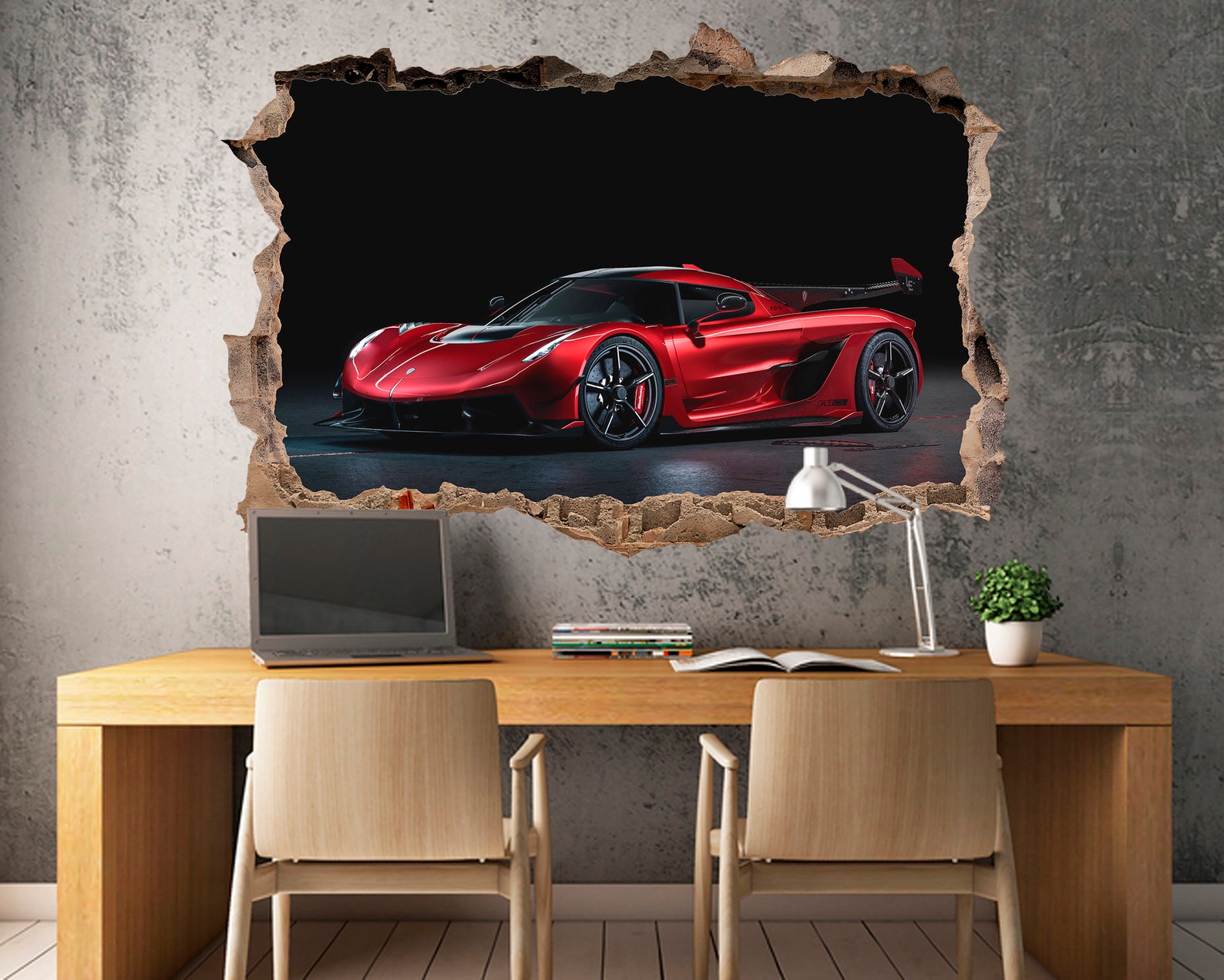 Modern Sports Car Wall Sticker Red Hypercar Wall Decal Gift - Etsy