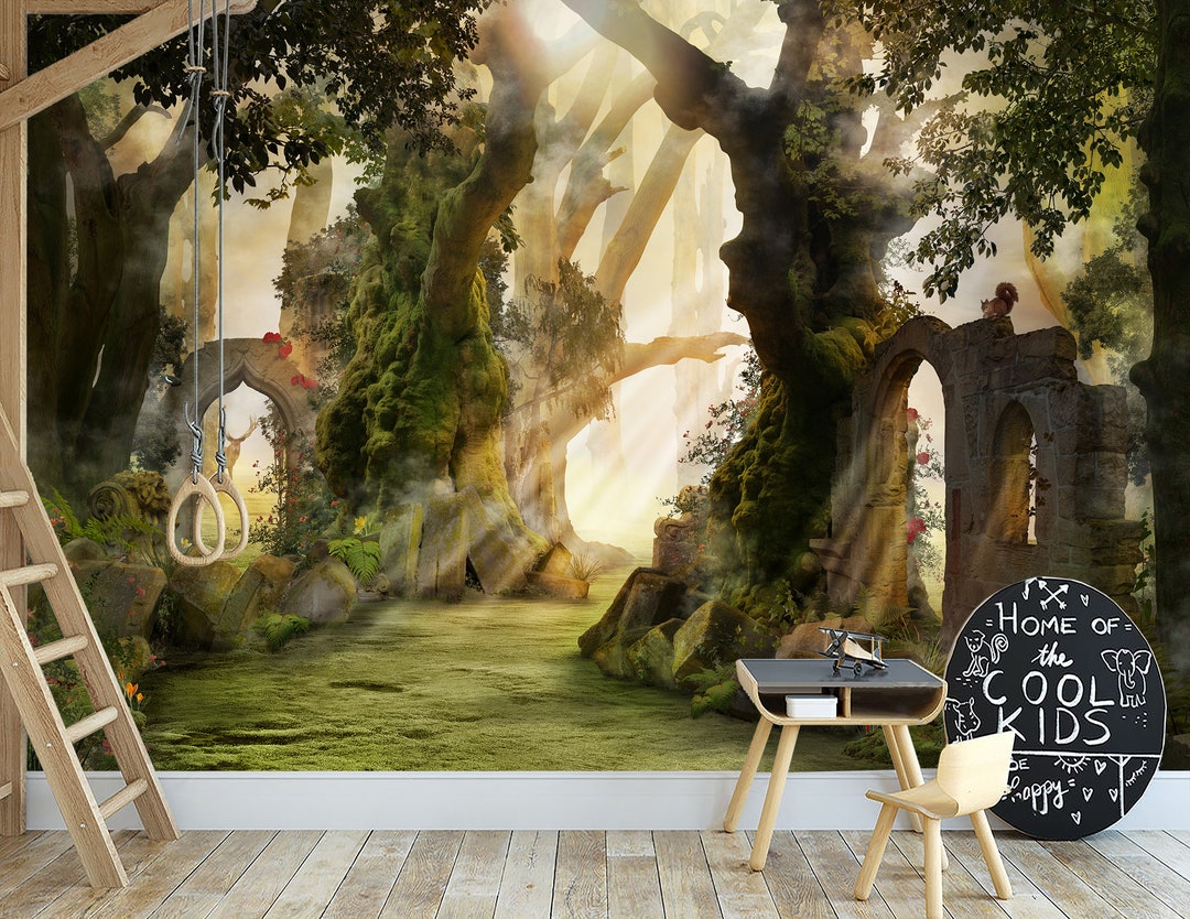 Dreamy Old Forest Wall Mural Wallpaper Fantasy Forest Landscape With ...